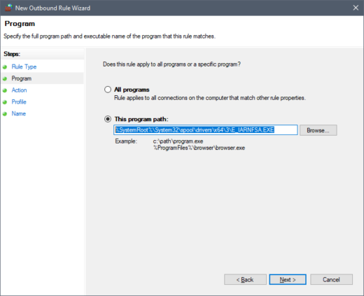 Block Application Advertisements with Windows Firewall