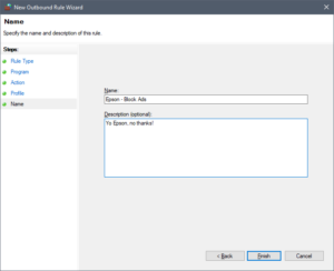 Block Application Advertisements with Windows Firewall
