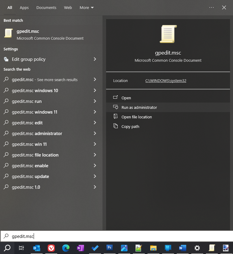 Disable Windows Web Search and Ads